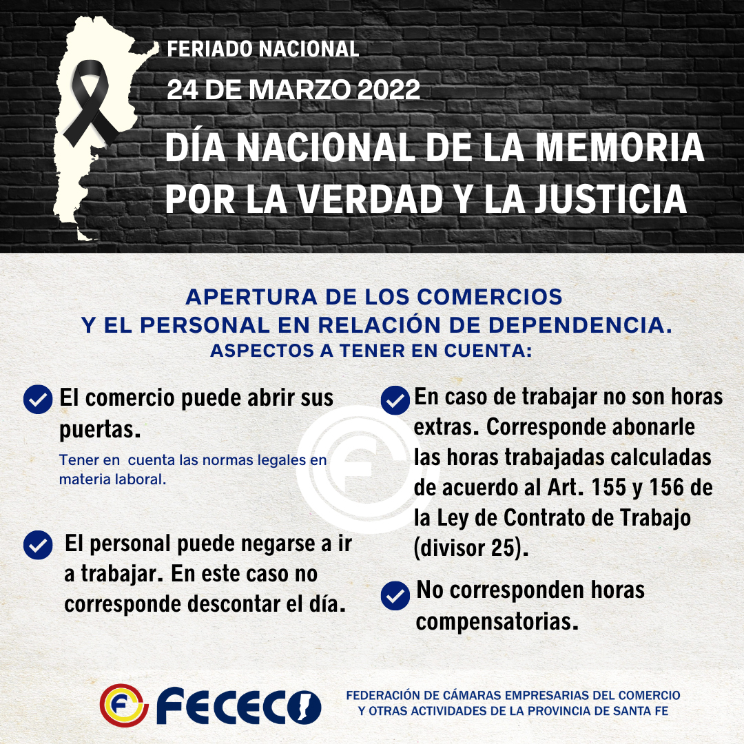 Información sobre el Feriado Nacional del 24 de marzo - CICA